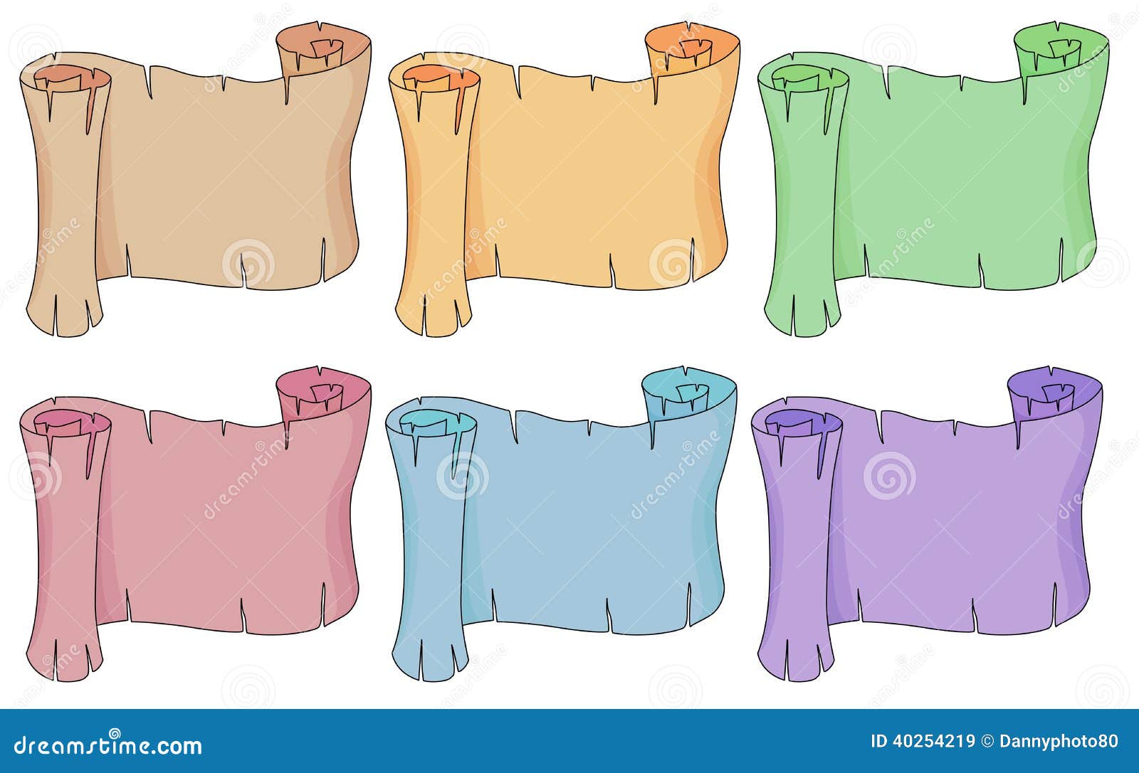 Paper Scrolls Icon Set, Document, Education Symbol. Old Outline ...