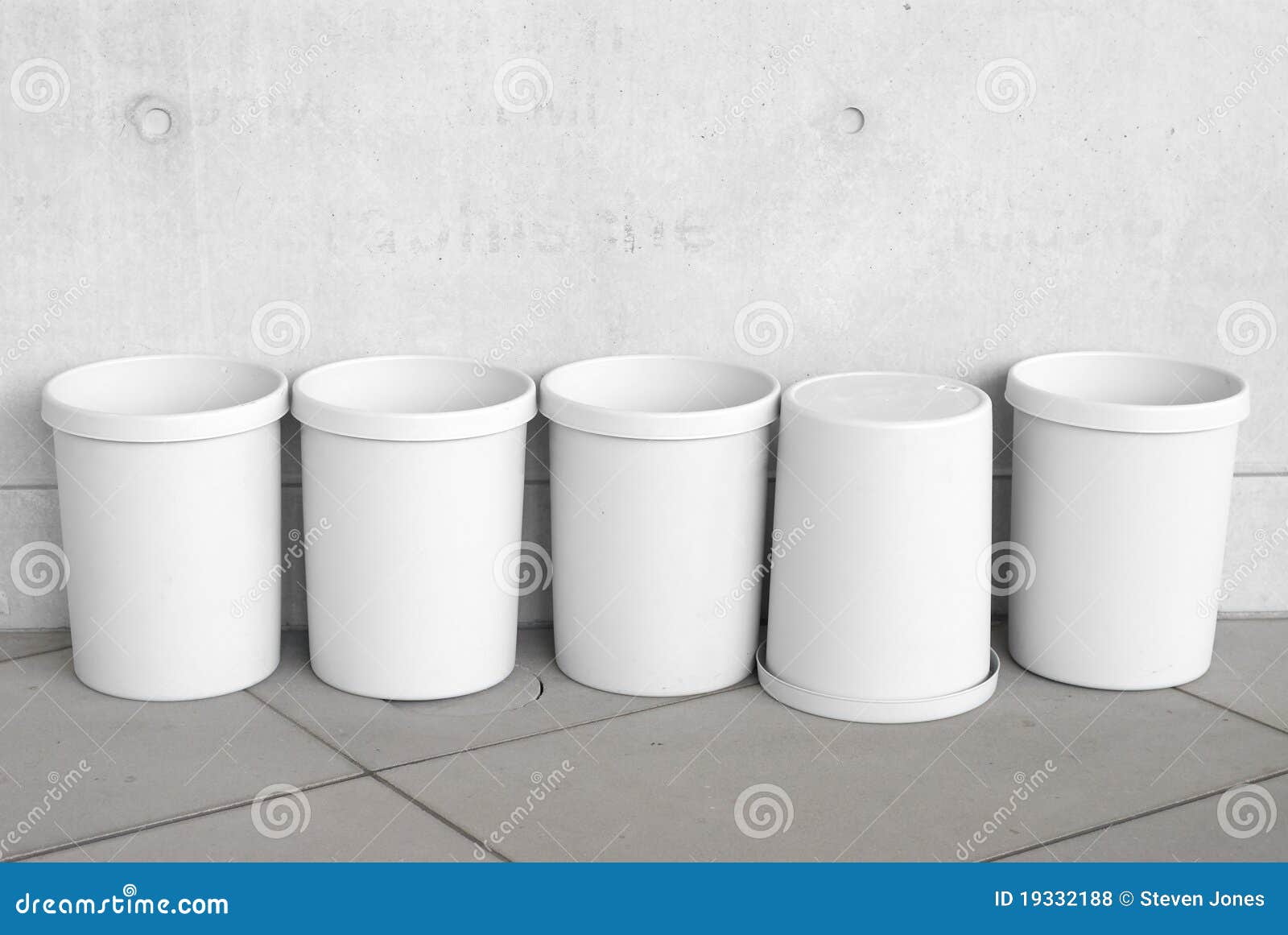 Six Empty Trash Cans stock photo. Image of receptacle - 19332188
