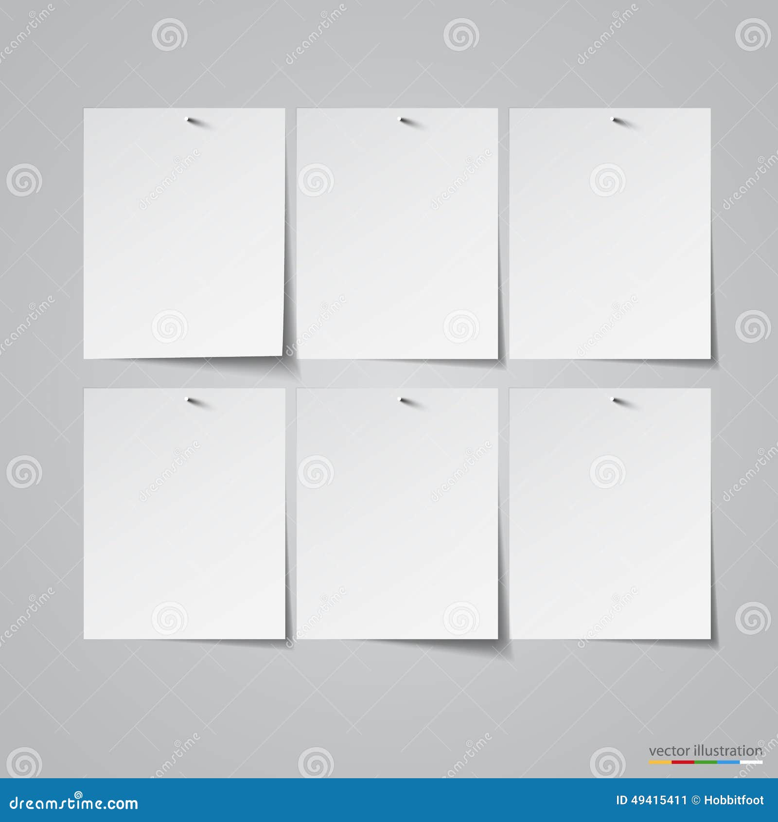 Six Emty Paper Stickers on Nails. Vector Stock Vector - Illustration of ...