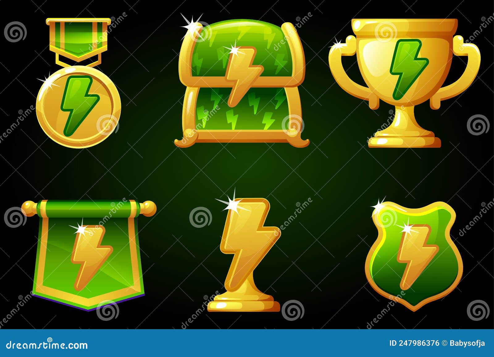 Set of Game Ui Glossy Magic Power Up with Energy Icons Stock Vector ...