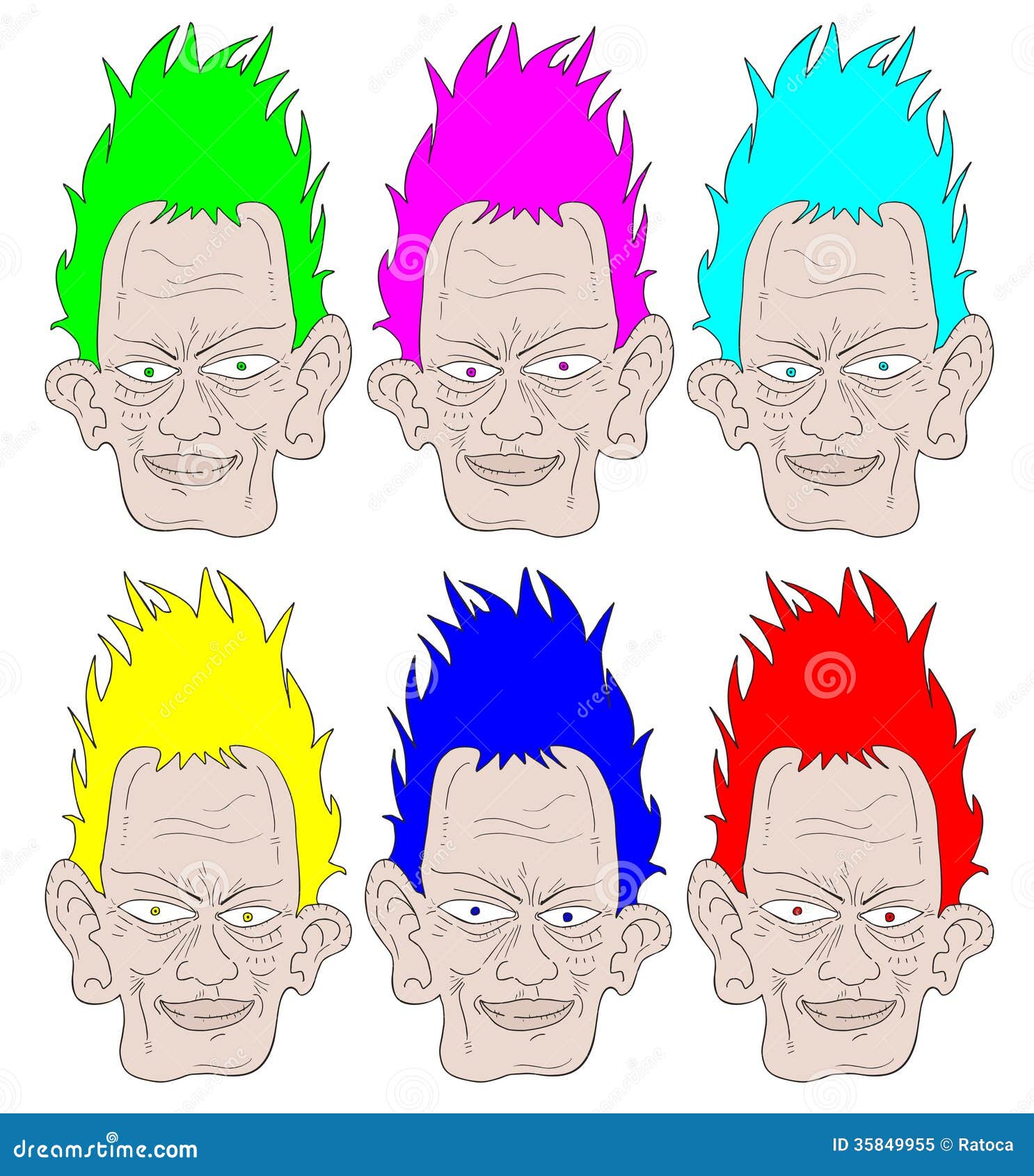 Six faces stock vector. Illustration of children, animated - 35849955