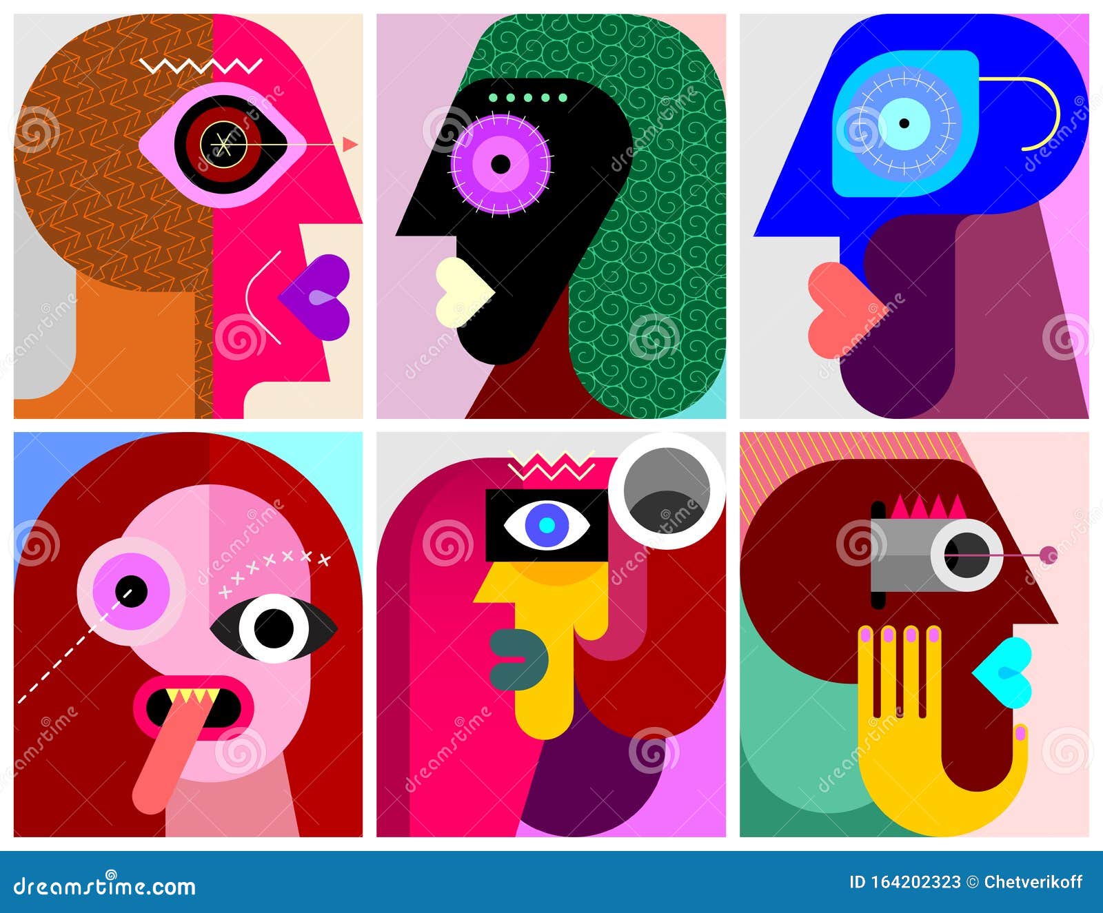 Six Faces / Six Persons Vector Illustration Stock Vector - Illustration ...