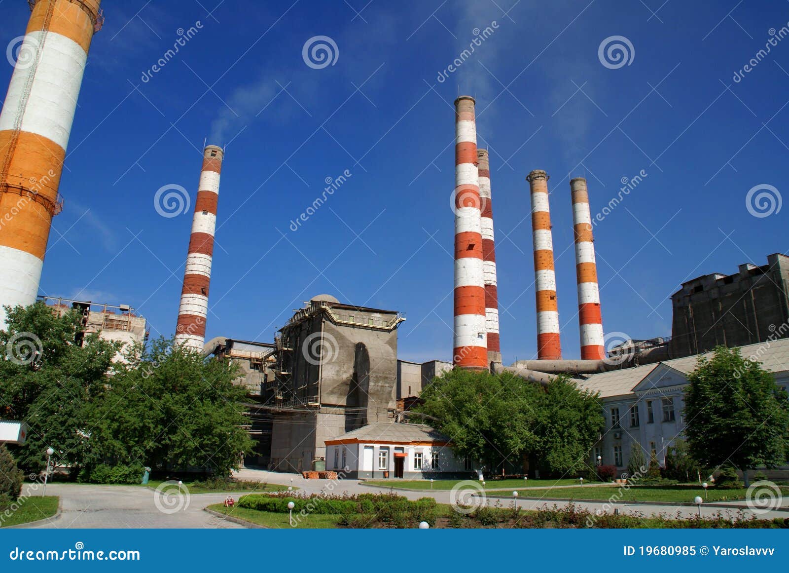 Six factory pipe. Russia stock image. Image of lamp, road - 19680985