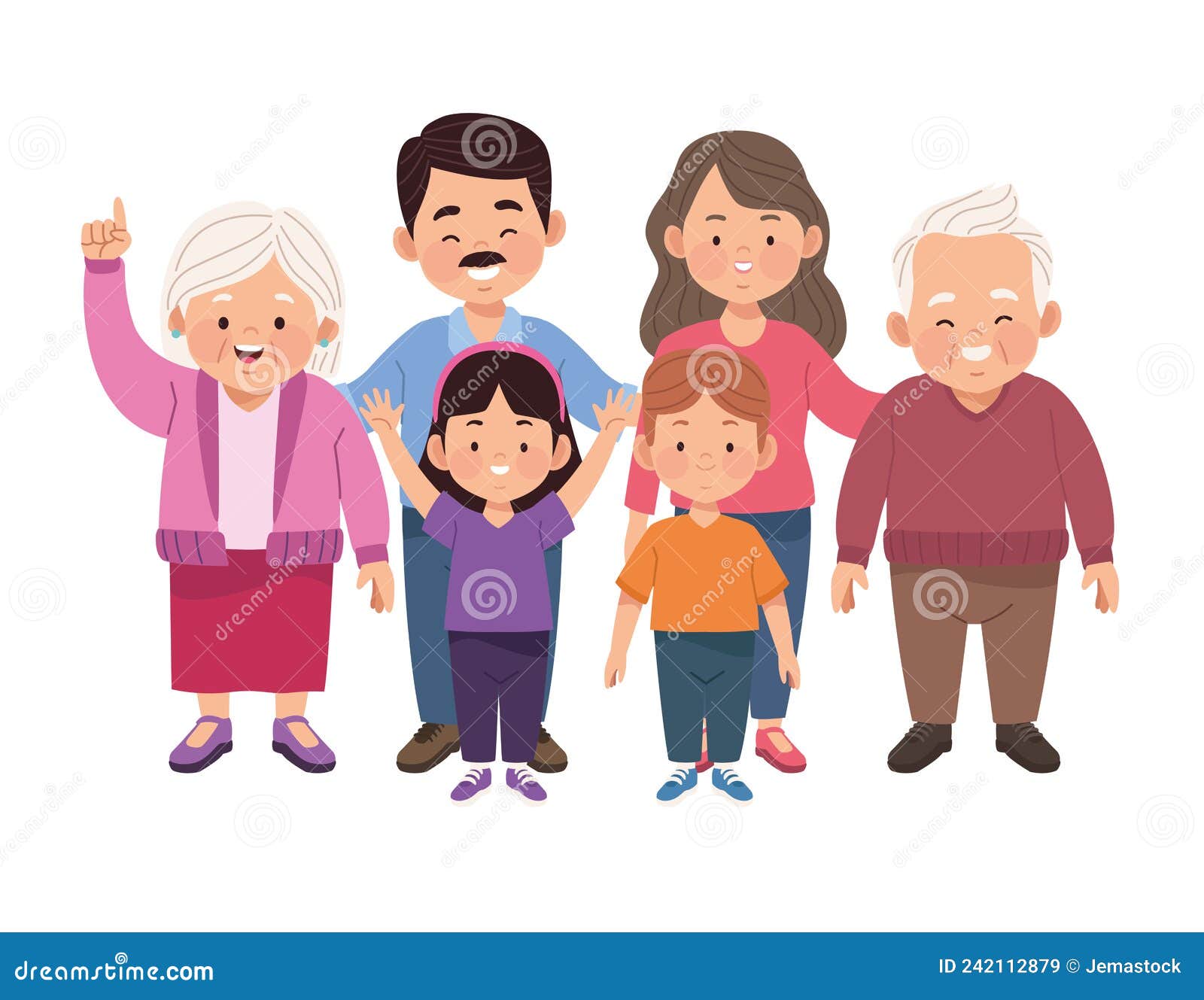 Six Family Members Characters Stock Vector - Illustration of mother ...