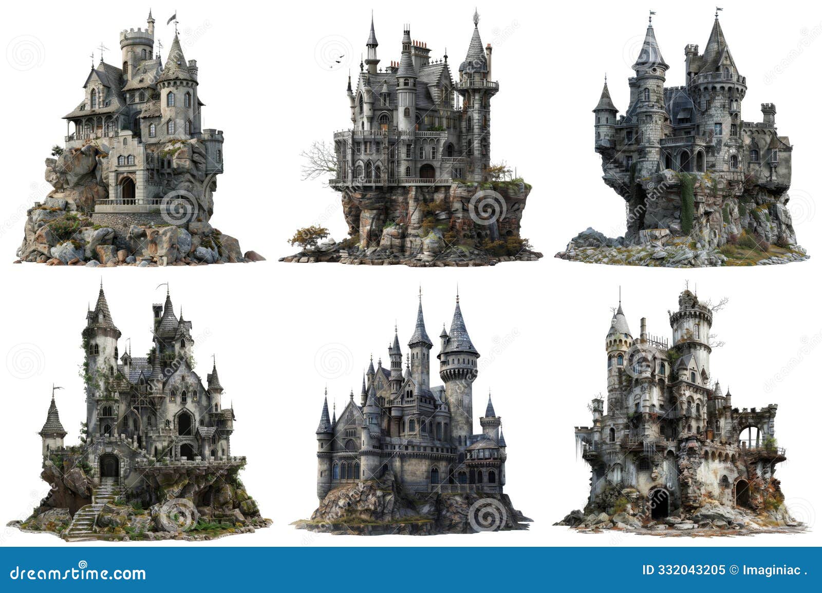 Fantasy Castles And Fortresses Floating In The Air Standing On Clot ...