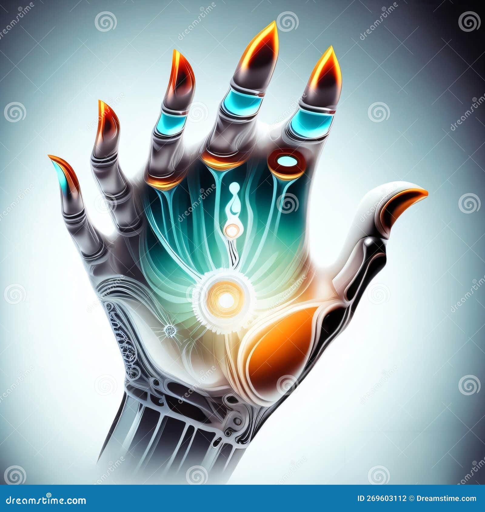 The Six-fingered Hand of Artificial Intelligence of Cyborg. Concept Art ...