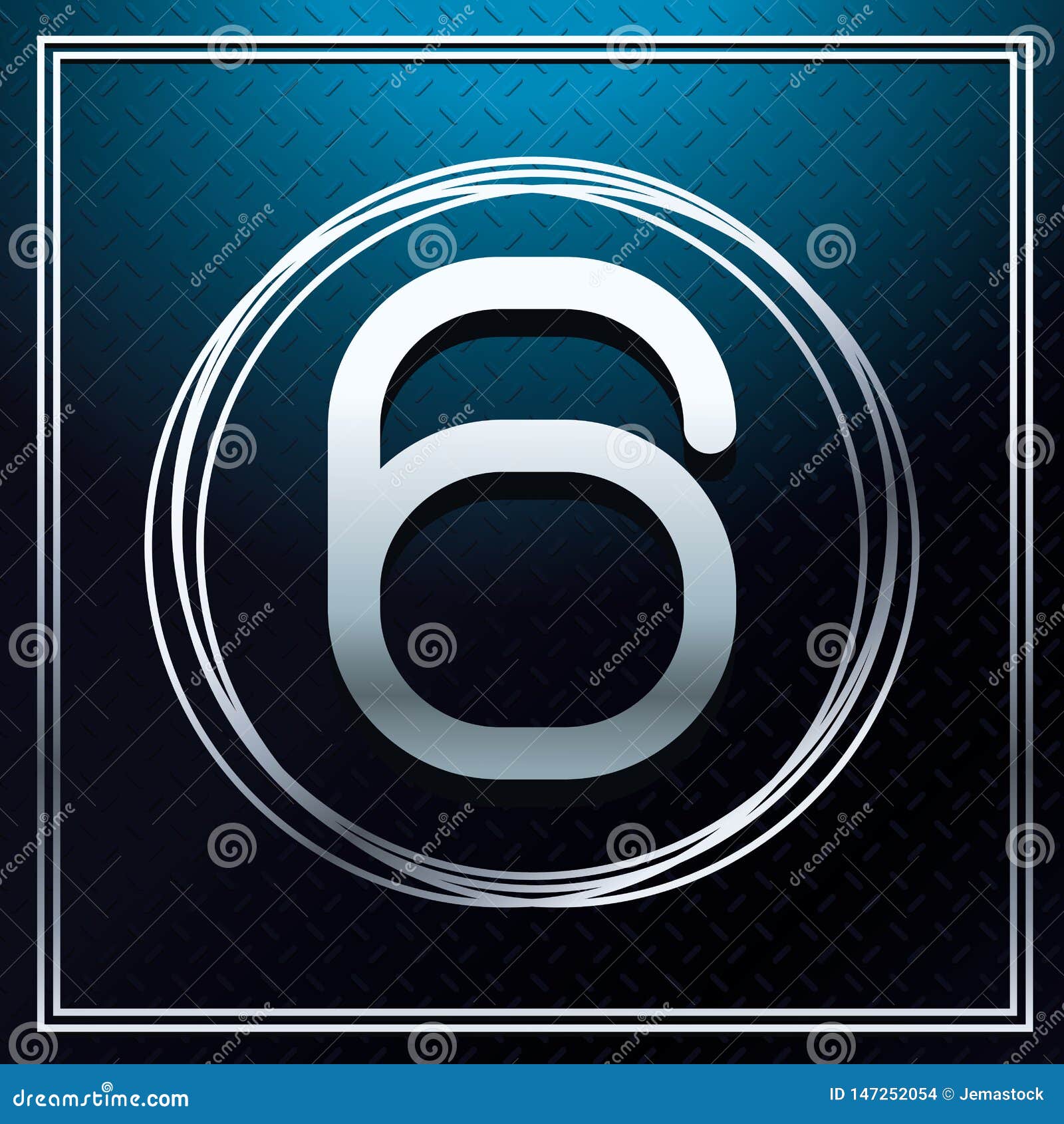 Six Font Number Over Metallic Texture Stock Vector - Illustration of ...