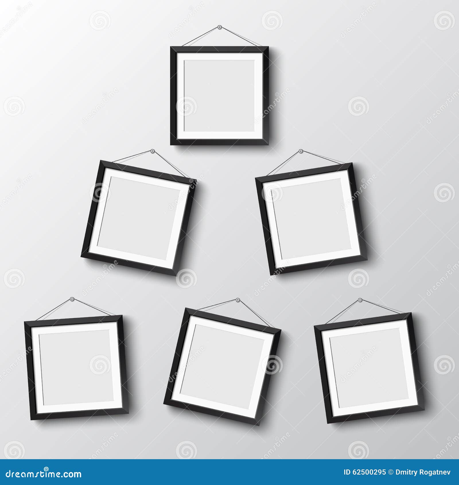 Six frames hang on wall stock vector. Illustration of design - 62500295