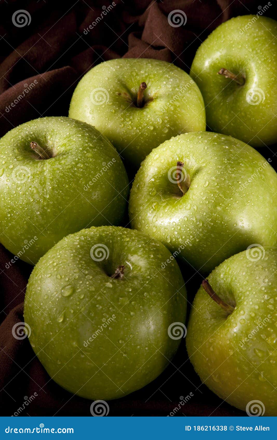 Six fresh green apples stock photo. Image of green, apples - 186216338