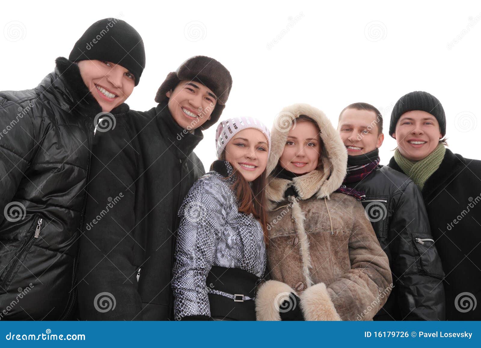 Six Friends Standing Together, Looking at Camera Stock Photo - Image of ...
