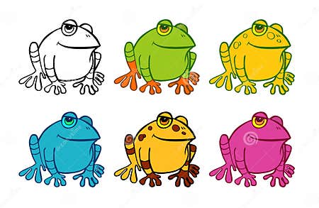 Six frog icons stock illustration. Illustration of animal - 7668795