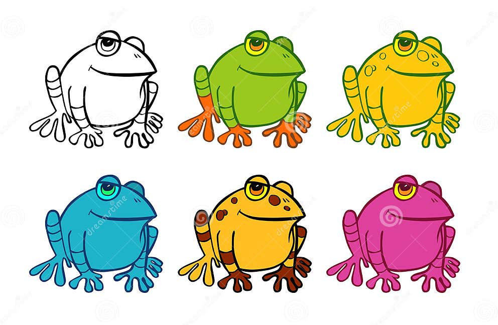 Six frog icons stock illustration. Illustration of animal - 7668795