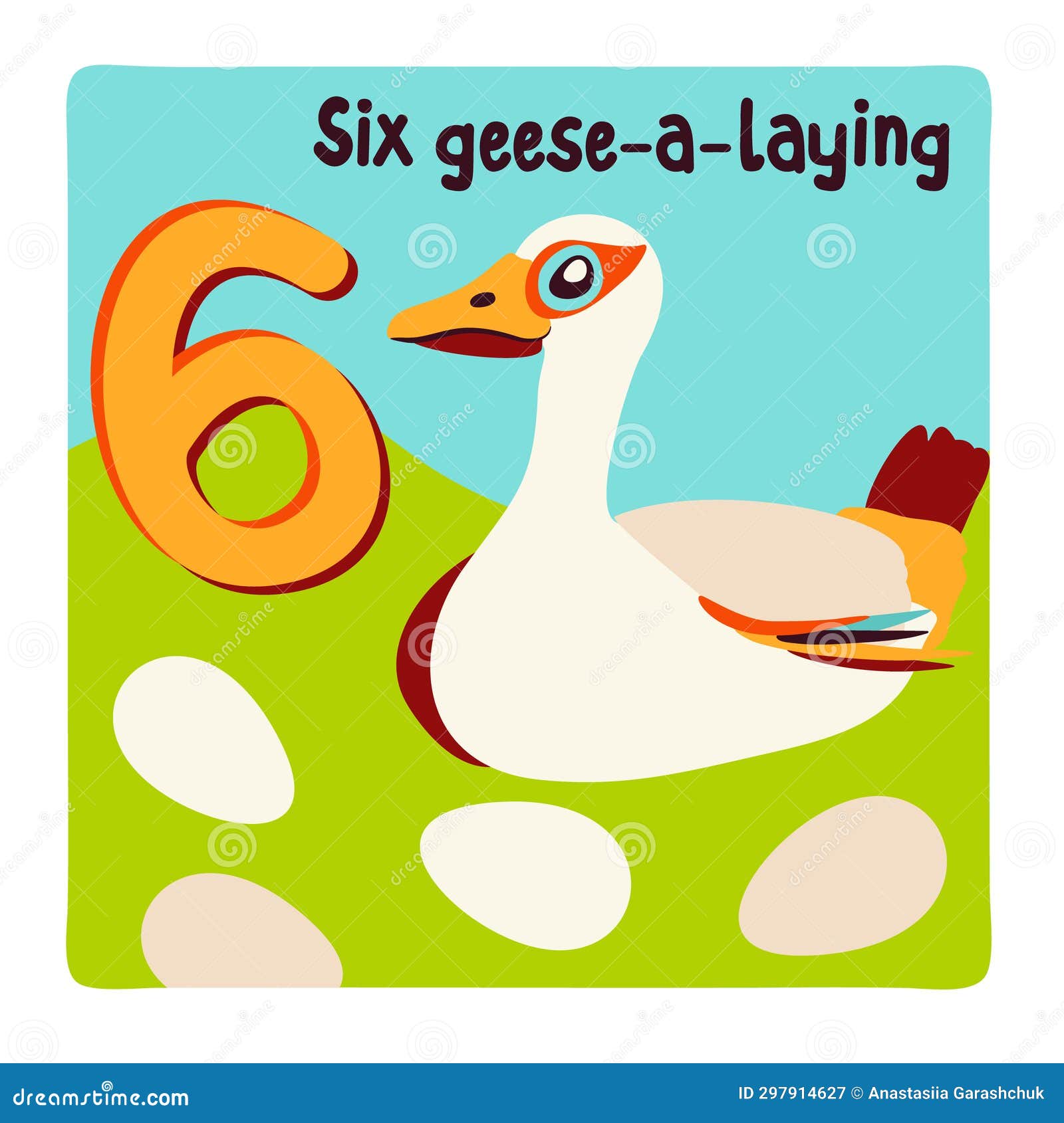 Six Geese-a-laying. Twelve Days of Christmas Stock Vector ...