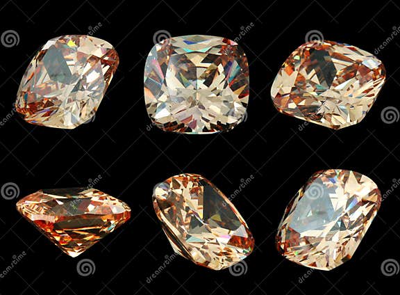 Six Gems Isolated on a Black Background Stock Illustration ...