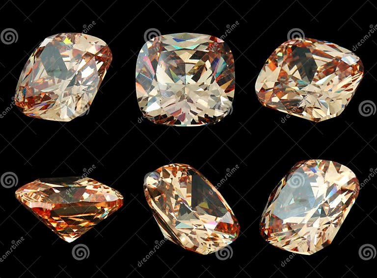 Six Gems Isolated on a Black Background Stock Illustration ...