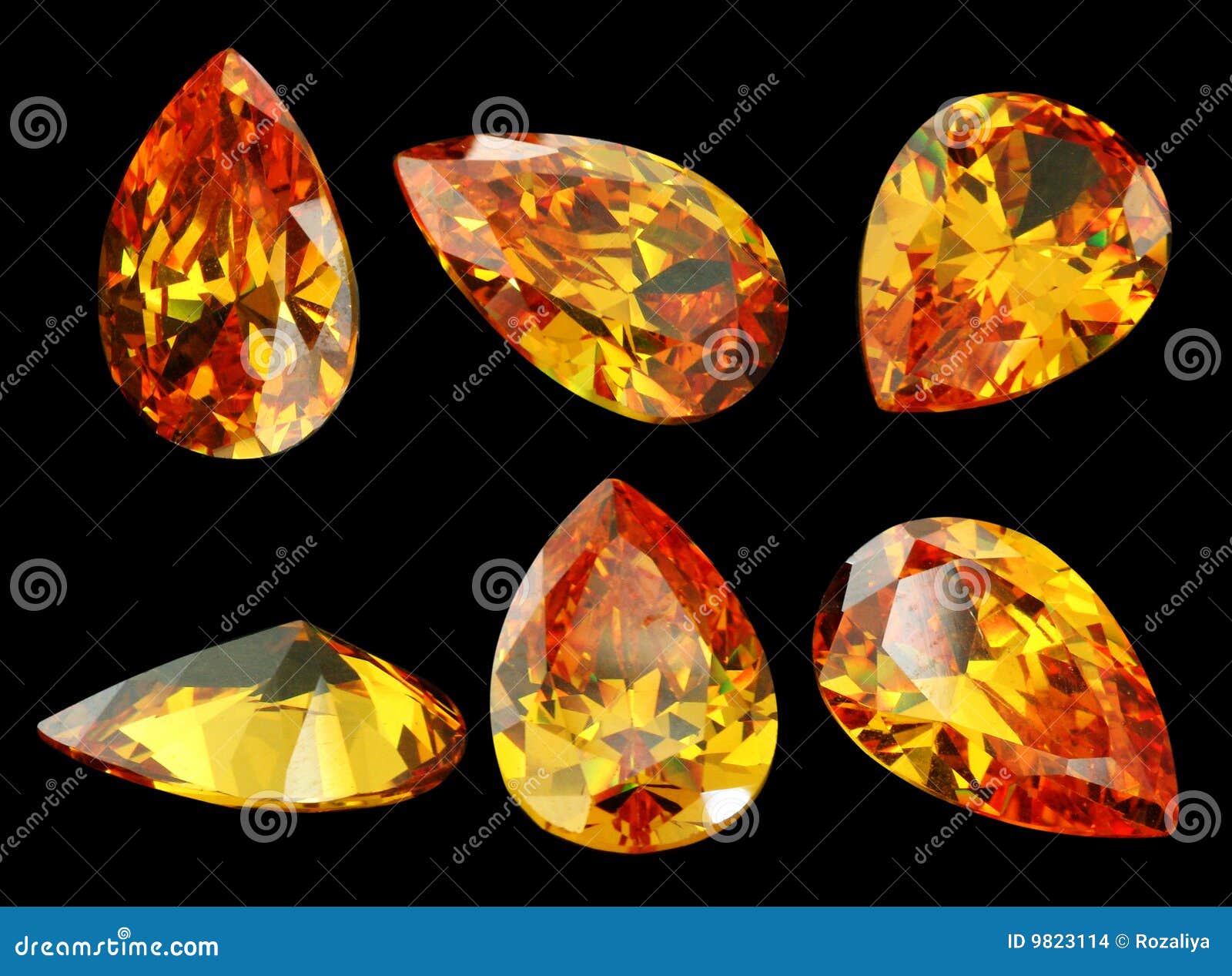 Six Gems Isolated on a Black Background Stock Illustration ...