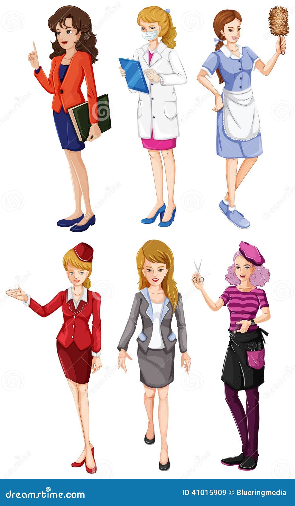 Six Girls Different Professions Stock Illustrations – 5 Six Girls ...
