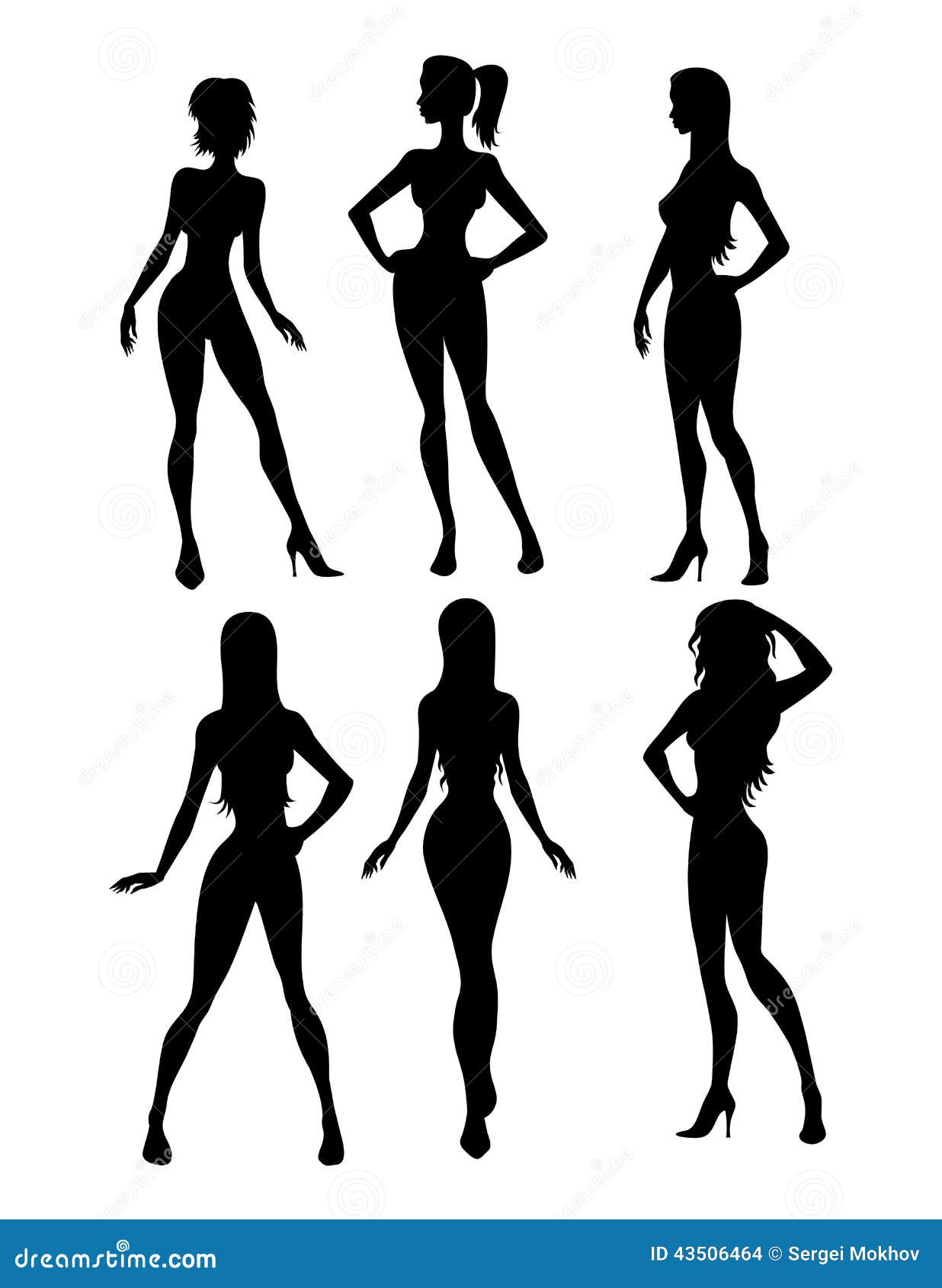 Six girls silhouette stock vector. Illustration of activity - 43506464