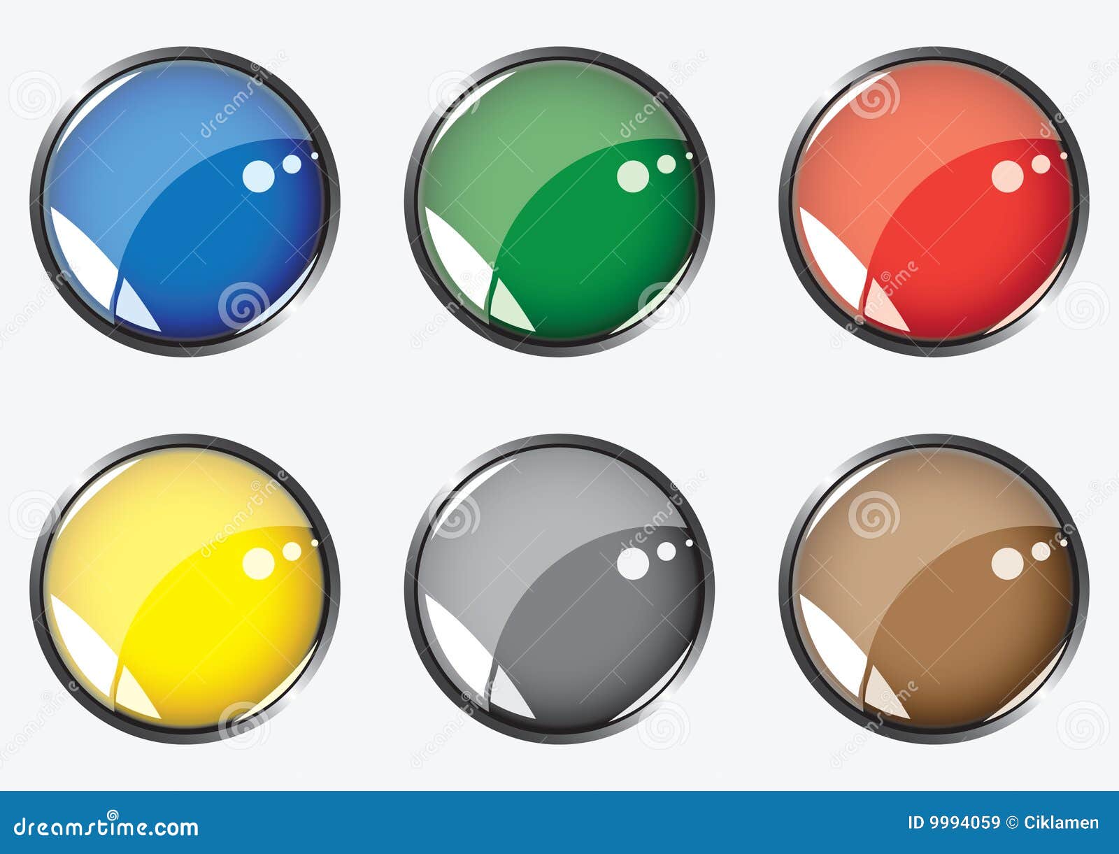 Six glossy buttons stock vector. Illustration of glare - 9994059