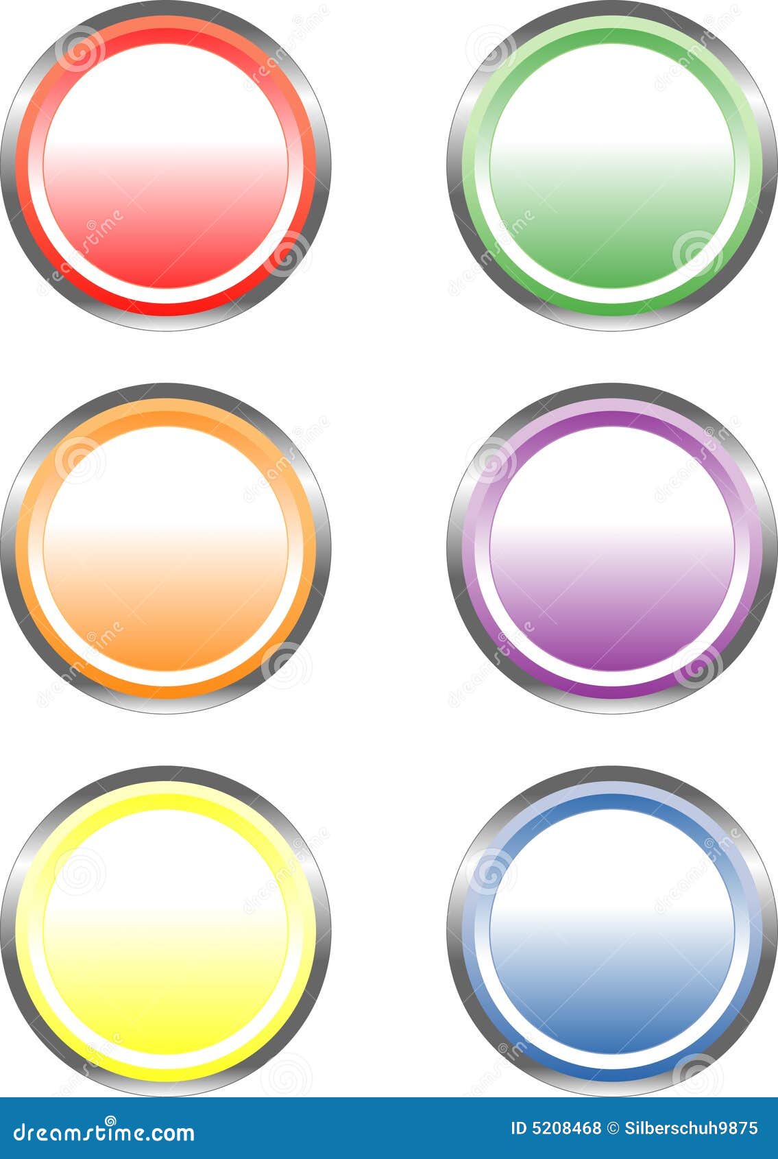 Six Glossy Circle-shaped Web Buttons Stock Vector - Illustration of ...
