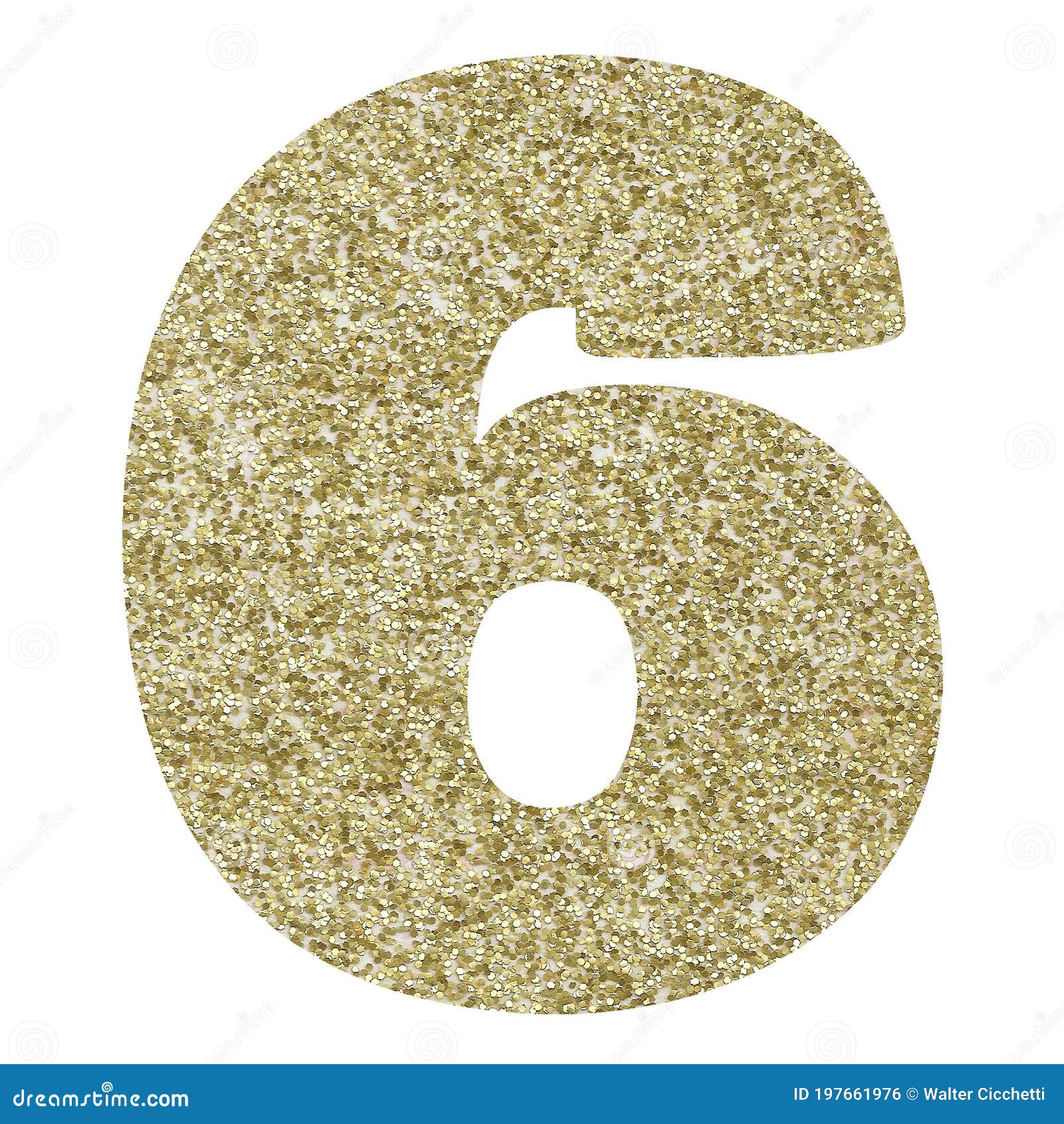SIX - Gold Glitter Number on White Background Stock Photo - Image of ...