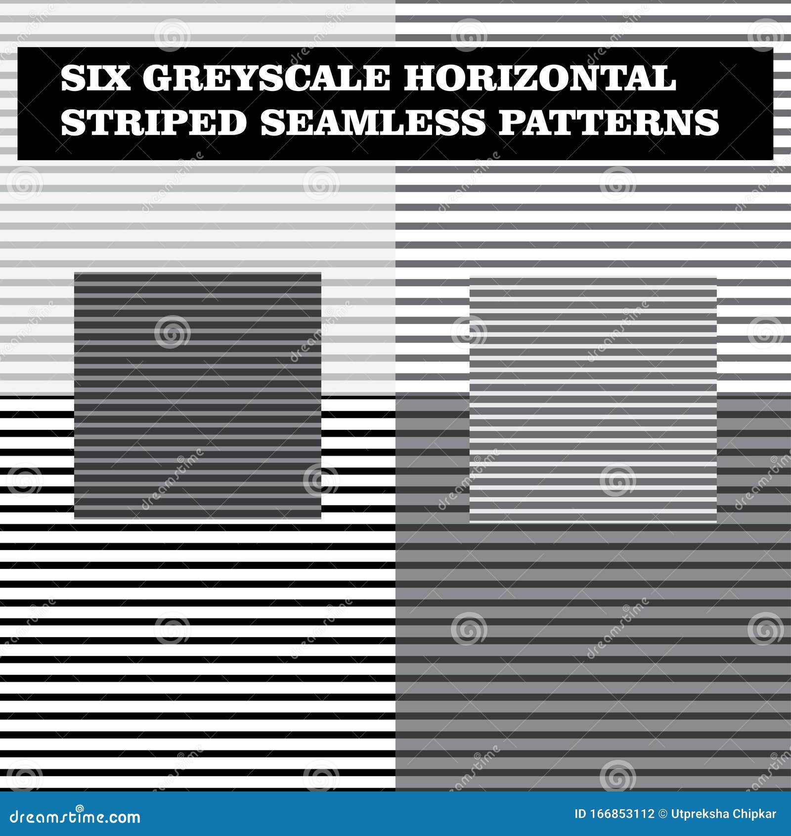 Six Greyscale Striped Seamless Patterns Stock Vector - Illustration of ...