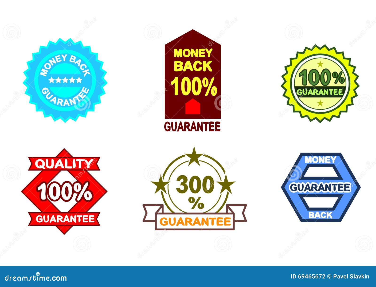 Six guarantee signs stock vector. Illustration of sign - 69465672