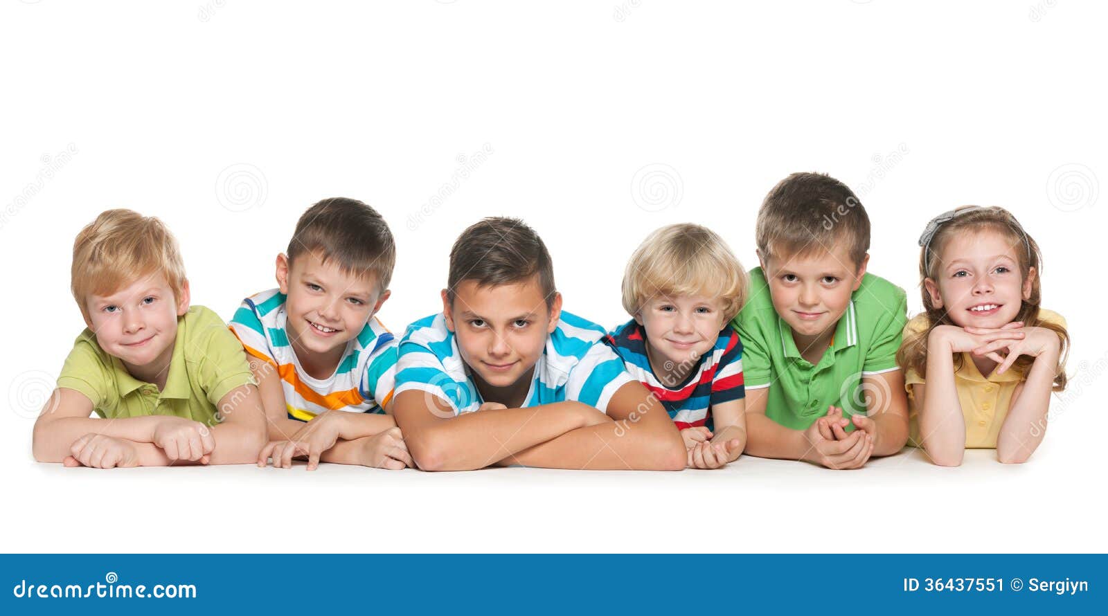 Six happy children stock image. Image of cheerful, smile - 36437551