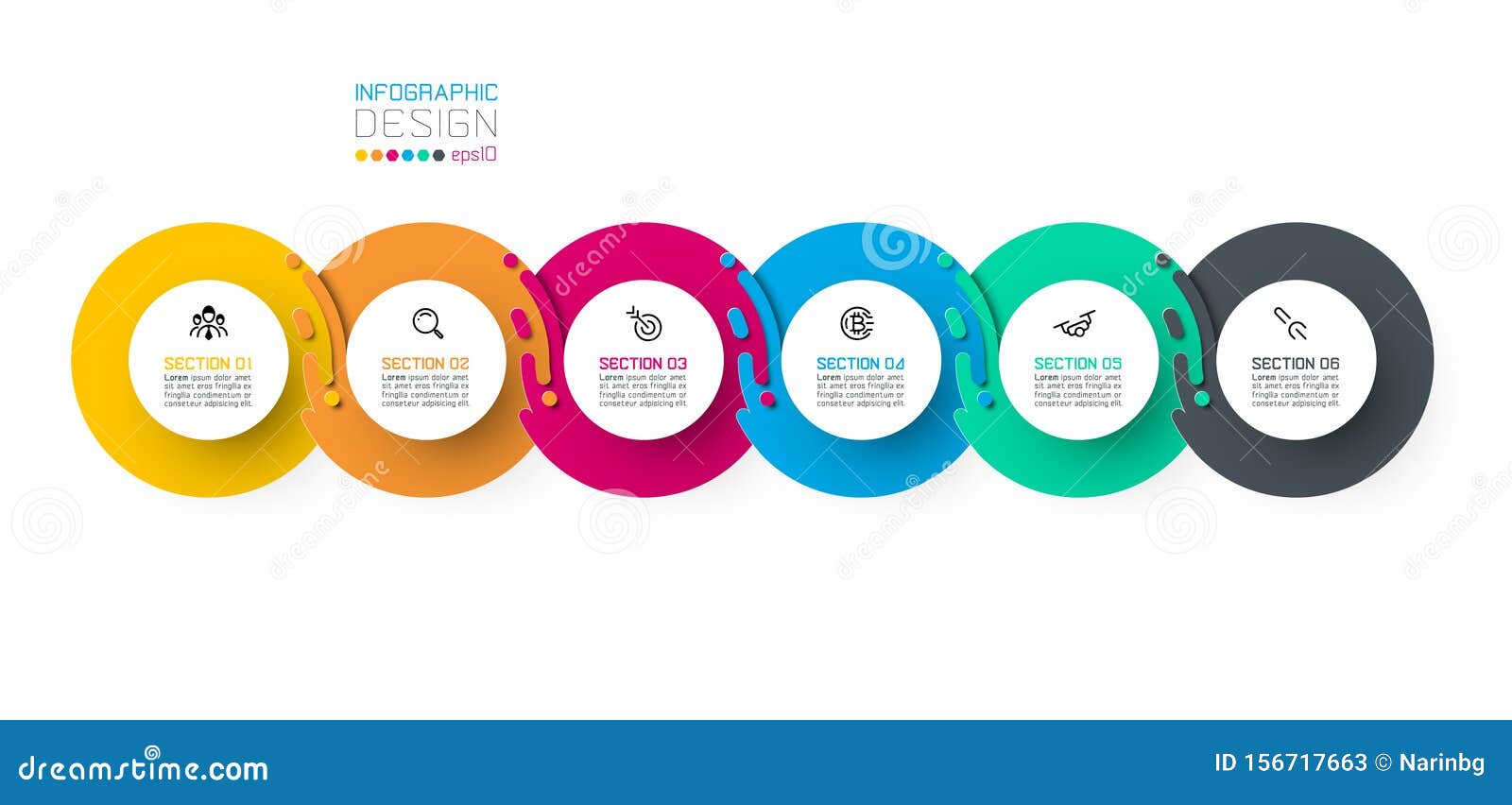 Six Harmonious Circle Infographics Vector Illustration | CartoonDealer ...