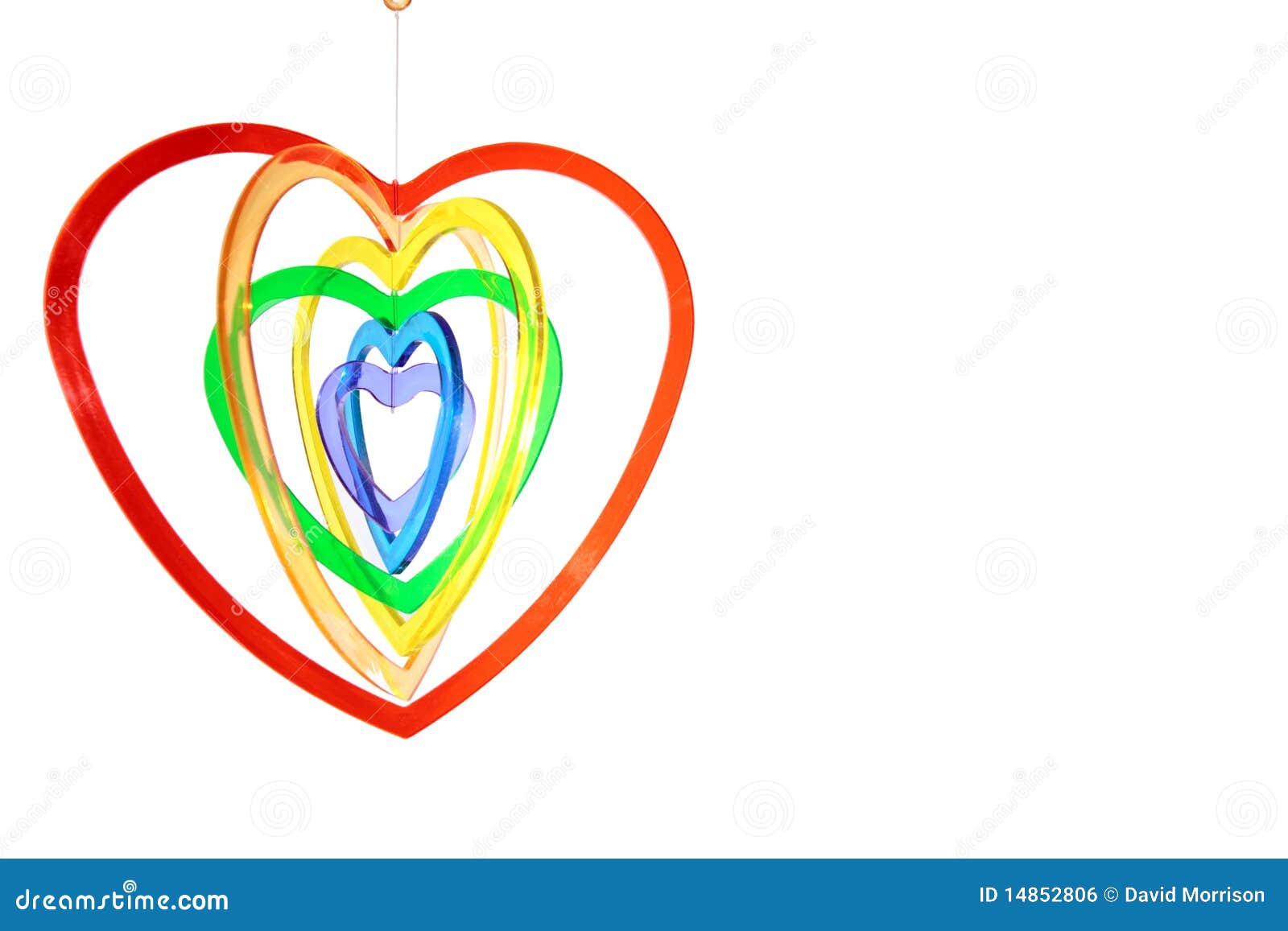 Six Heart Shaped Sizes Hanging Against White Stock Photo - Image of ...