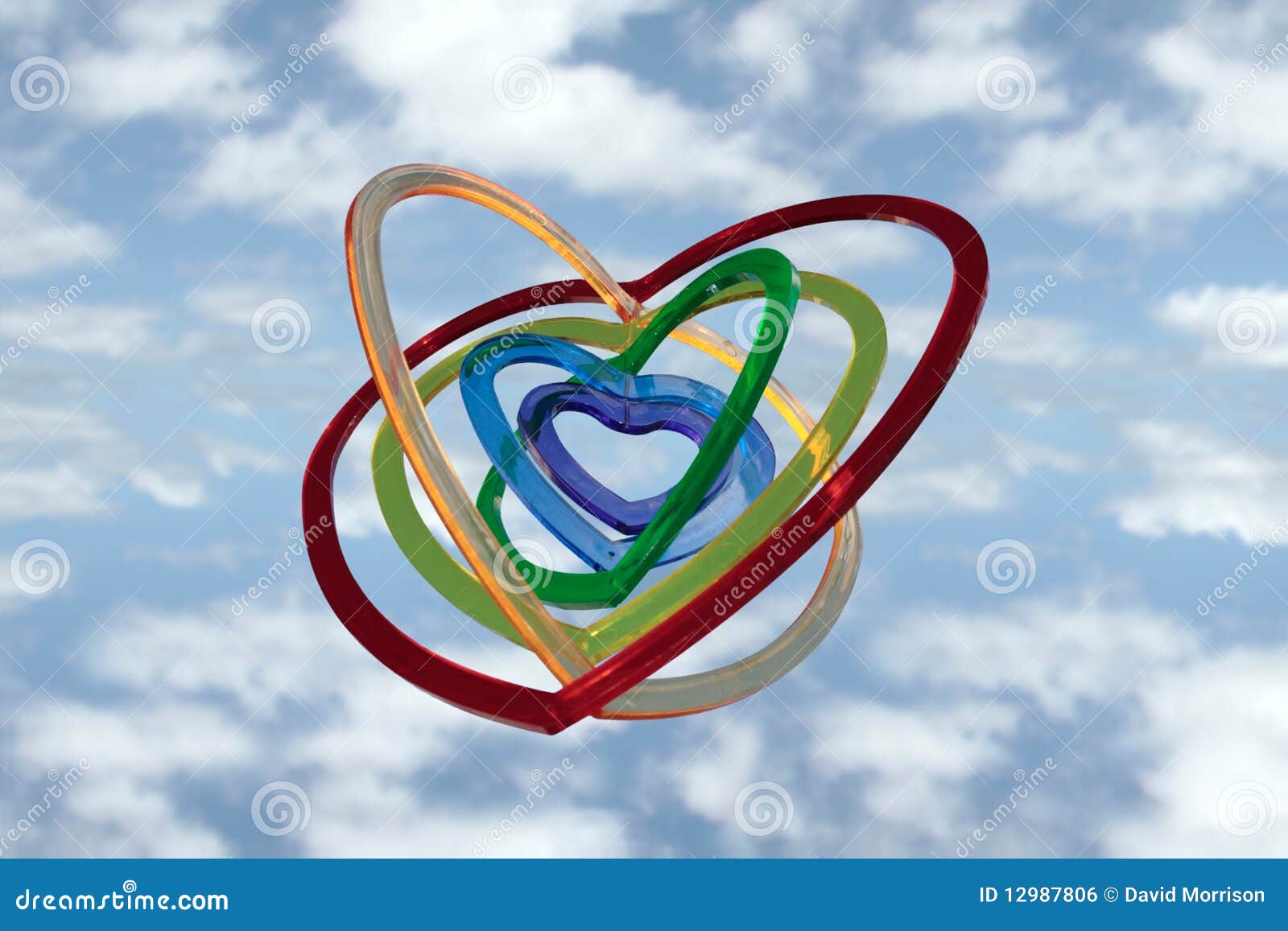 Six Heart Shapes Flying with Clouds Stock Photo - Image of cute, design ...