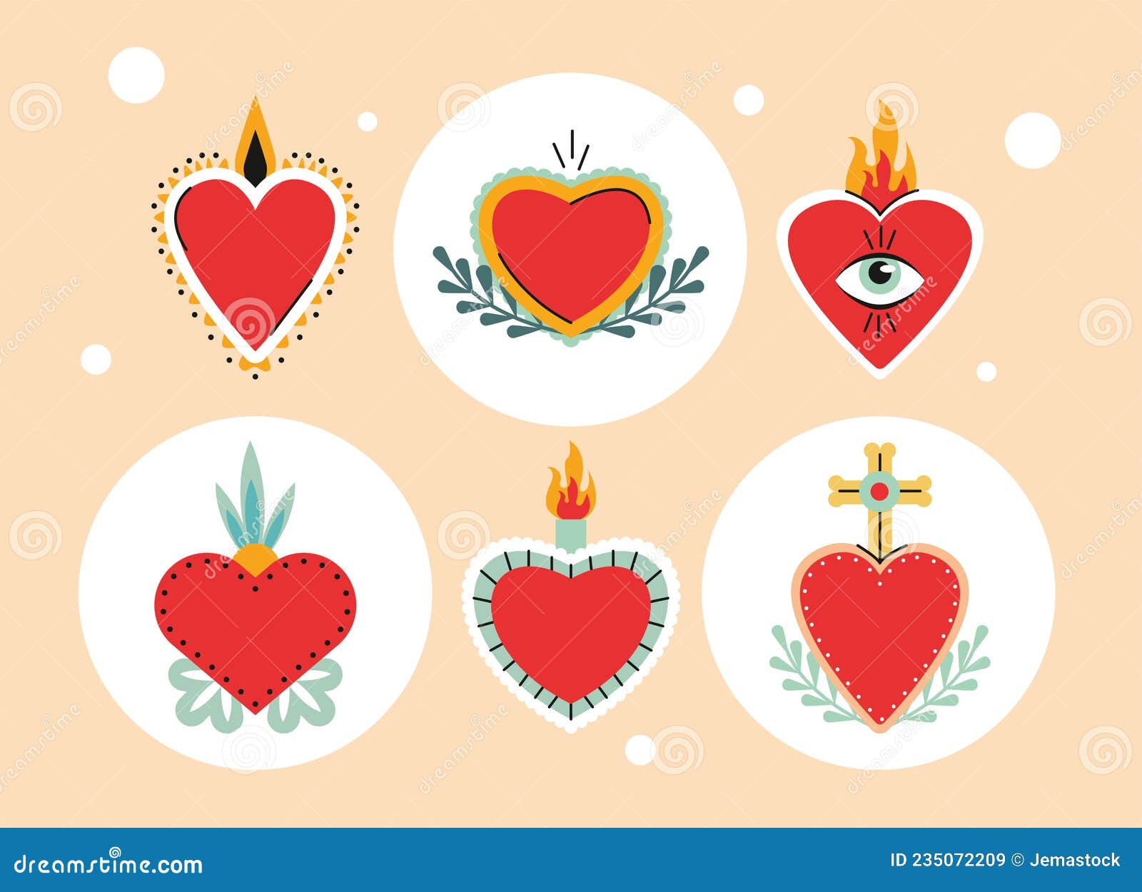 Six hearts love icons stock vector. Illustration of fire - 235072209