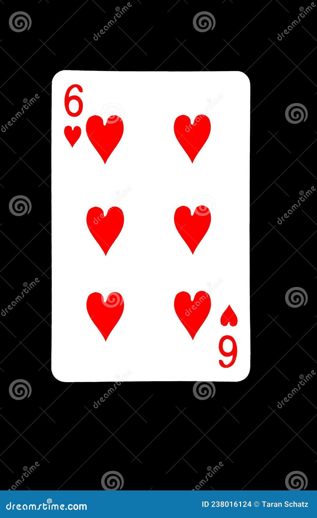 Six of Hearts Playing Card on Black Background Stock Illustration ...