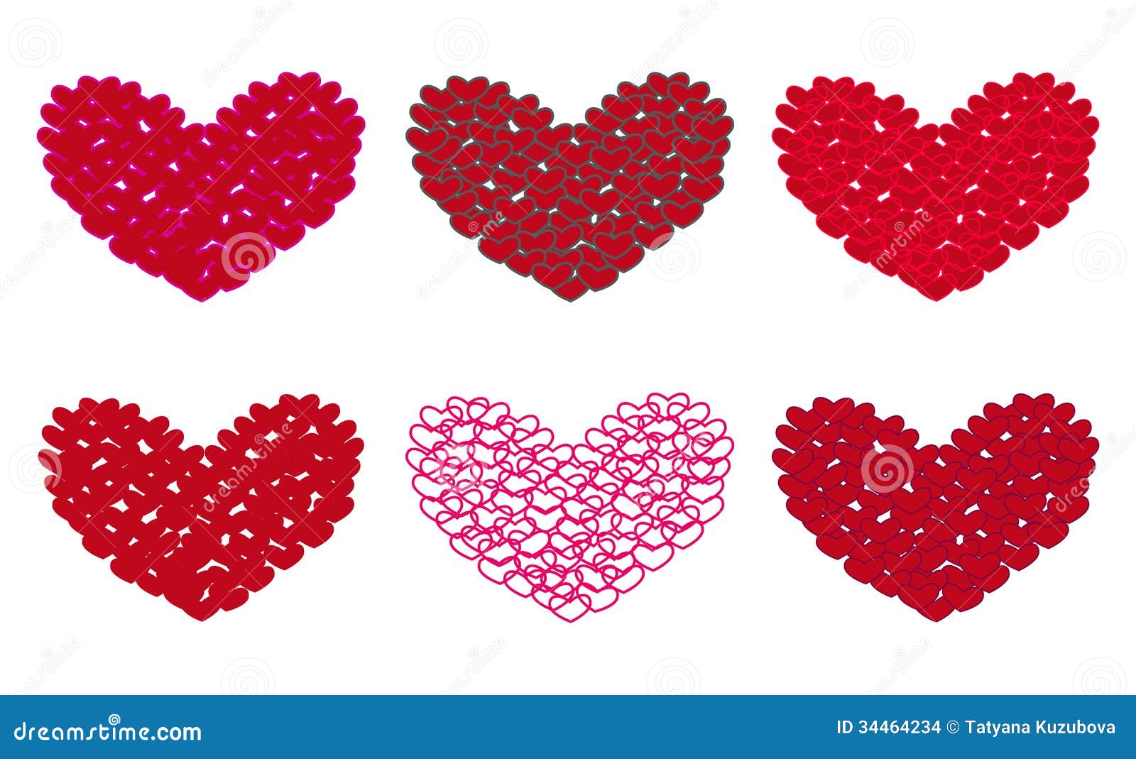 Six Hearts Vector Illustration | CartoonDealer.com #34464234