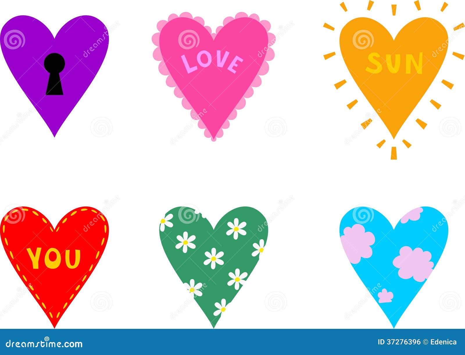 Six hearts stock vector. Illustration of castle, orange - 37276396