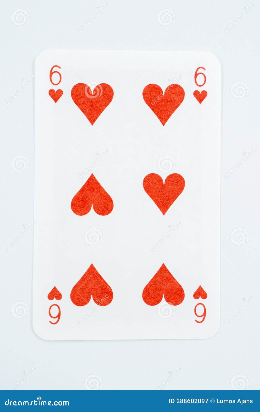 Six of Hearts on White Background Stock Image - Image of luck, playful ...