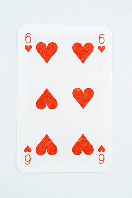 Six of Hearts on White Background Stock Image - Image of luck, playful ...