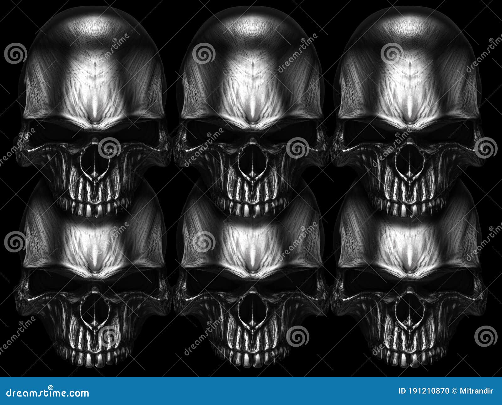 Six Heavy Metal Angry Demon Skulls Stock Photo - Image of death, evil ...