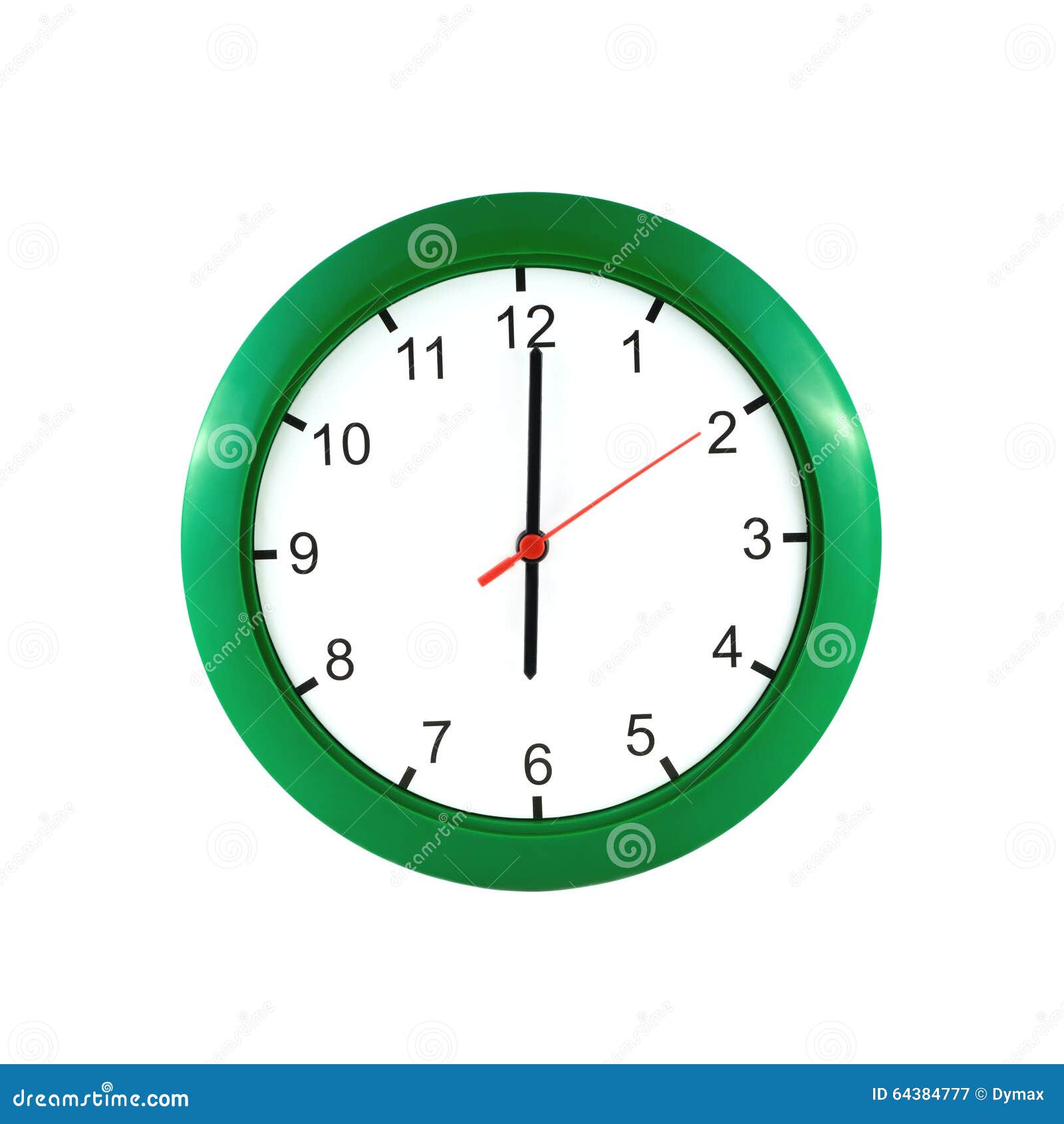 Six Heures Sur L'horloge Murale Verte Image stock - Image du mesure ...