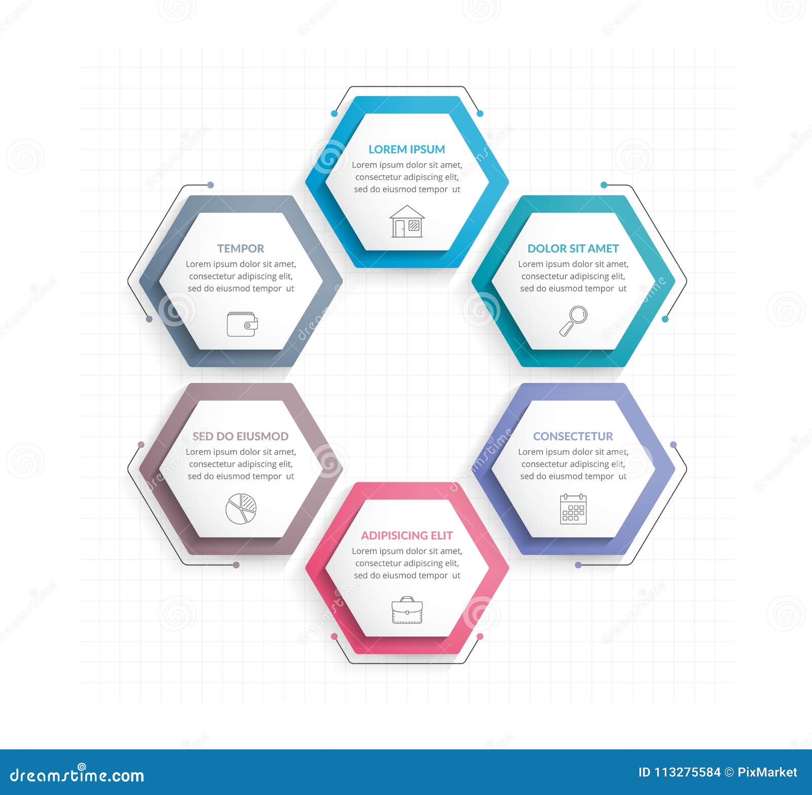 Six Hexagons stock vector. Illustration of business - 113275584 Six Hexagons stock vector. Illustration of business - 113275584