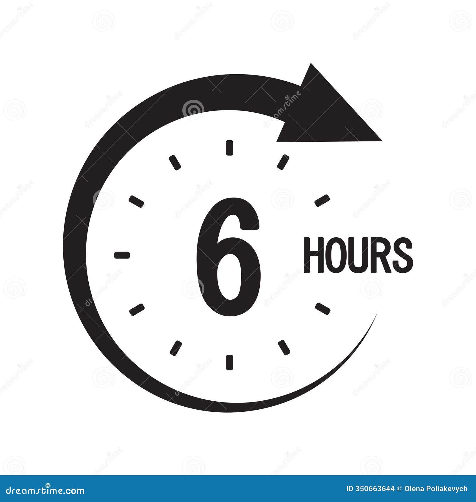 Six Hours Timer. Bold Number Six. Circular Countdown Vector. Clock ...