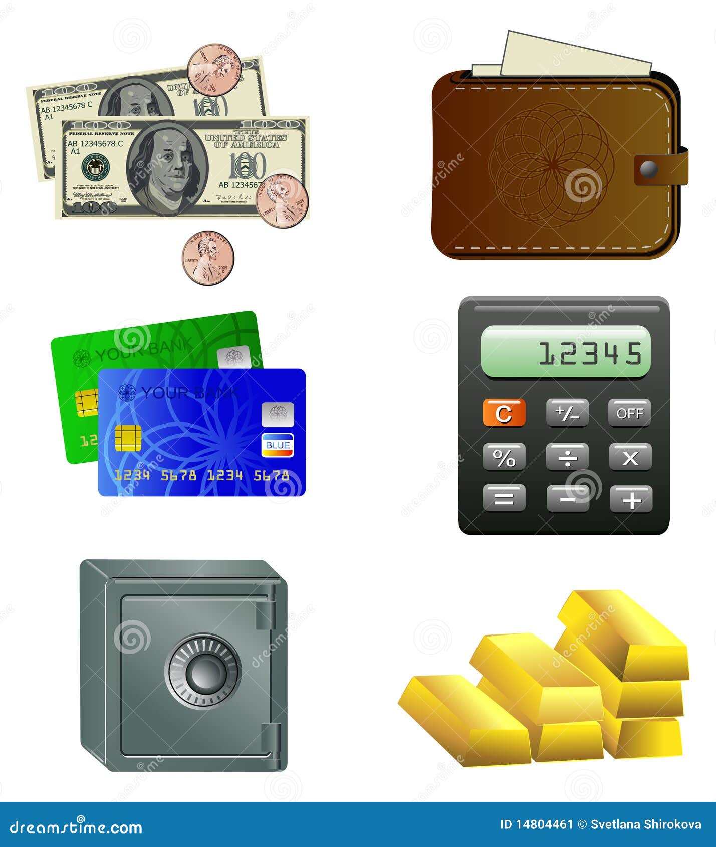 Six icons of money stock vector. Illustration of bank - 14804461