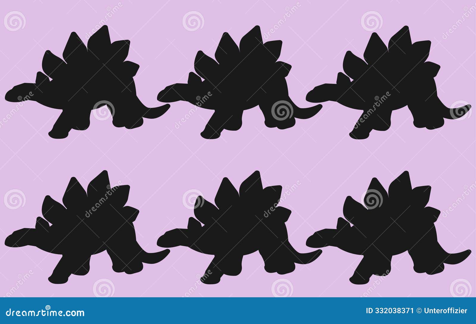 Six Identical Same Similar Stegosaurus Dinosaur Outline Shape ...