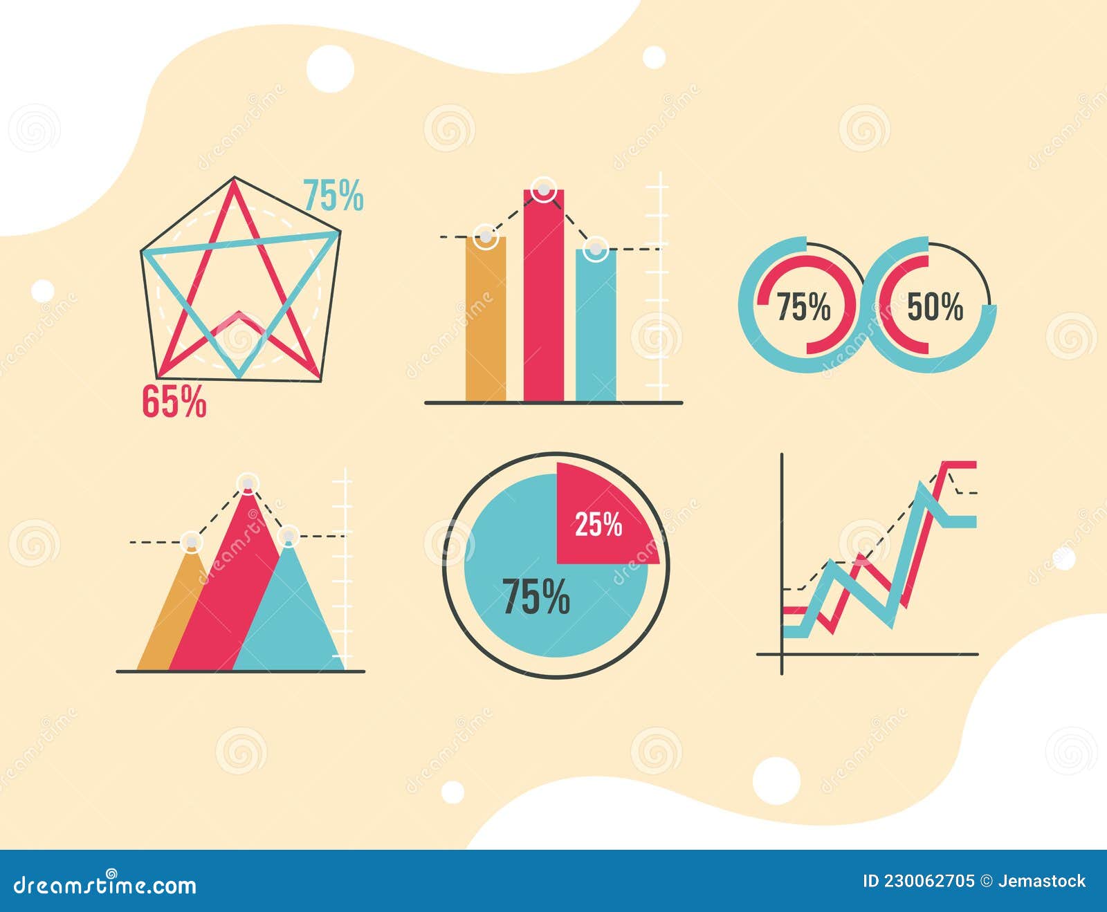 Six Infographics Statistics Stock Vector - Illustration of statistics ...