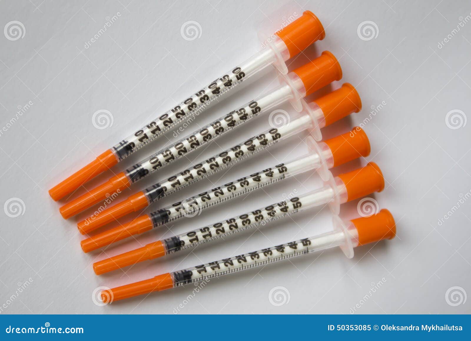 Six Insulin Syringe on a Gray Background Stock Image - Image of glucose ...