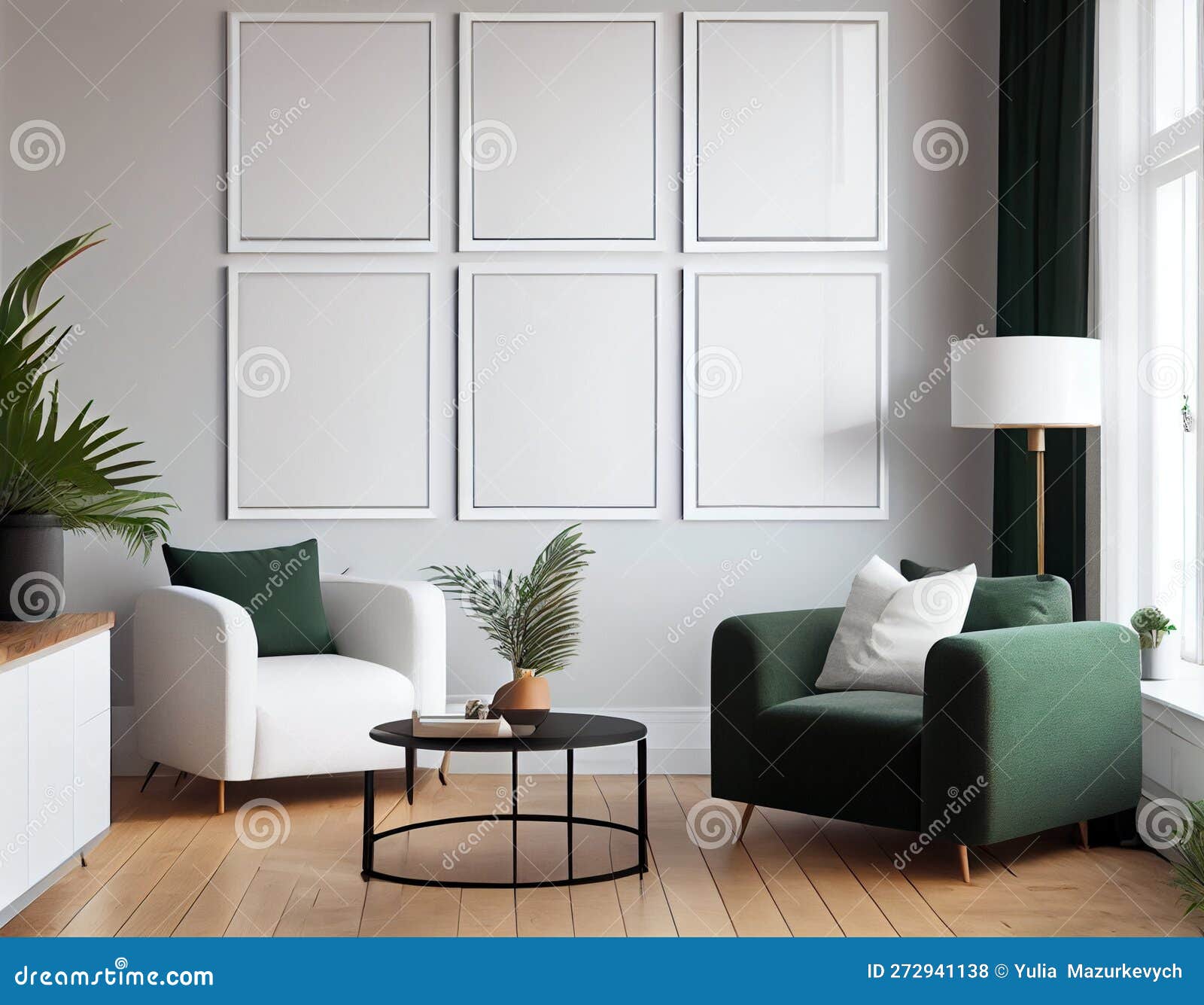Six Interior Vertical Rectangular Poster Mockups with Plant and ...