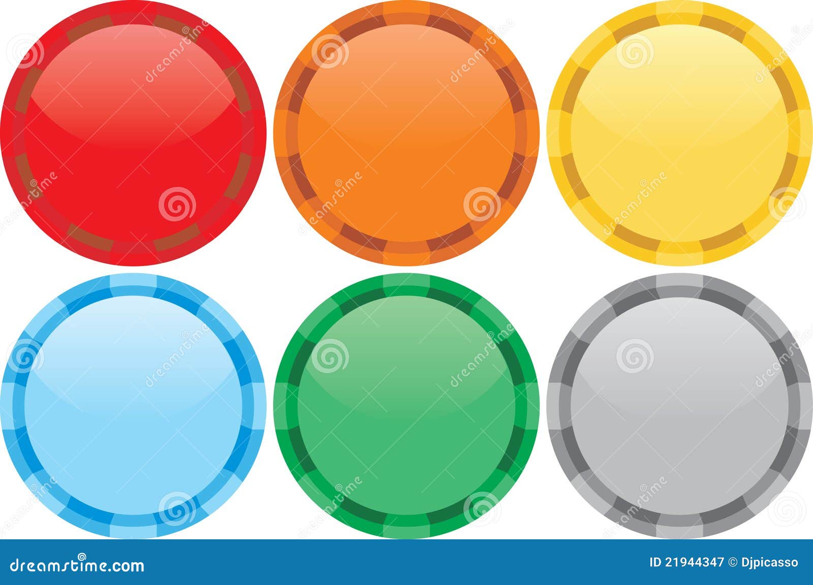 Six jetons de couleurs illustration de vecteur. Illustration du côté ...