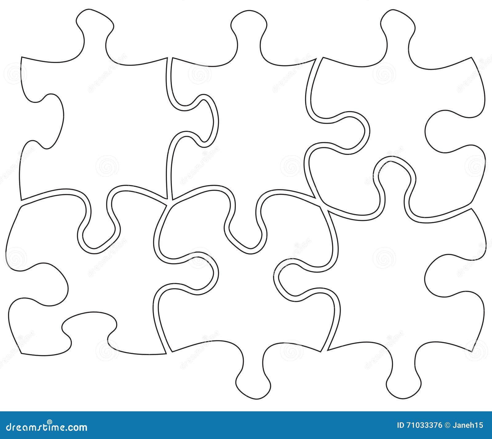 Six jigsaw shapes stock illustration. Illustration of connection - 71033376
