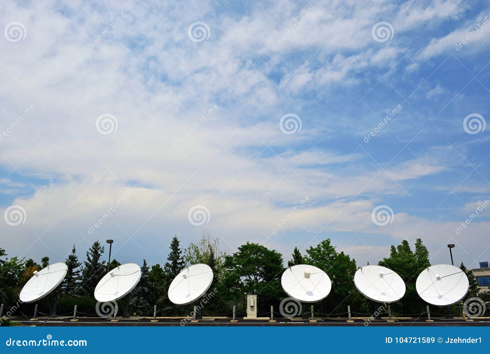 Large Satellite Dish Receiver On Flat Roof Of Tall Condo Building ...