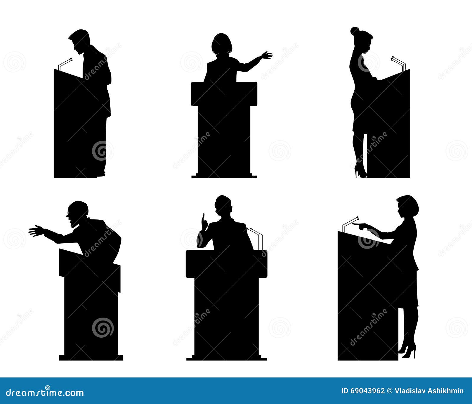 Six lecturers silhouettes stock vector. Illustration of presenter ...